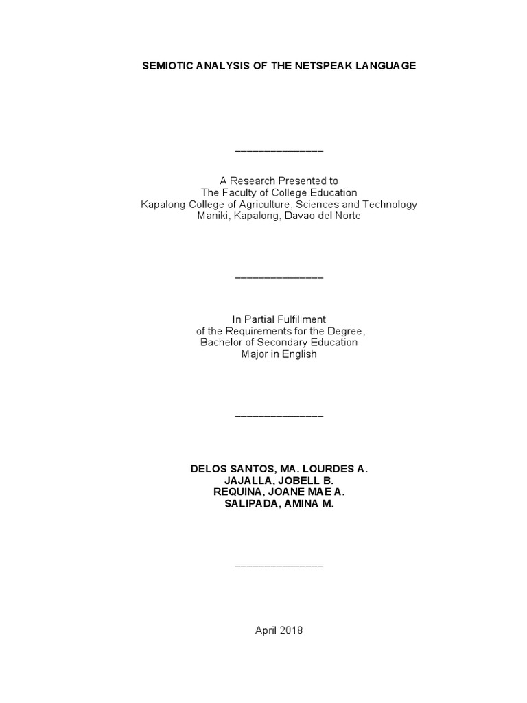 Semiotic Analysis of The Netspeak Language | PDF