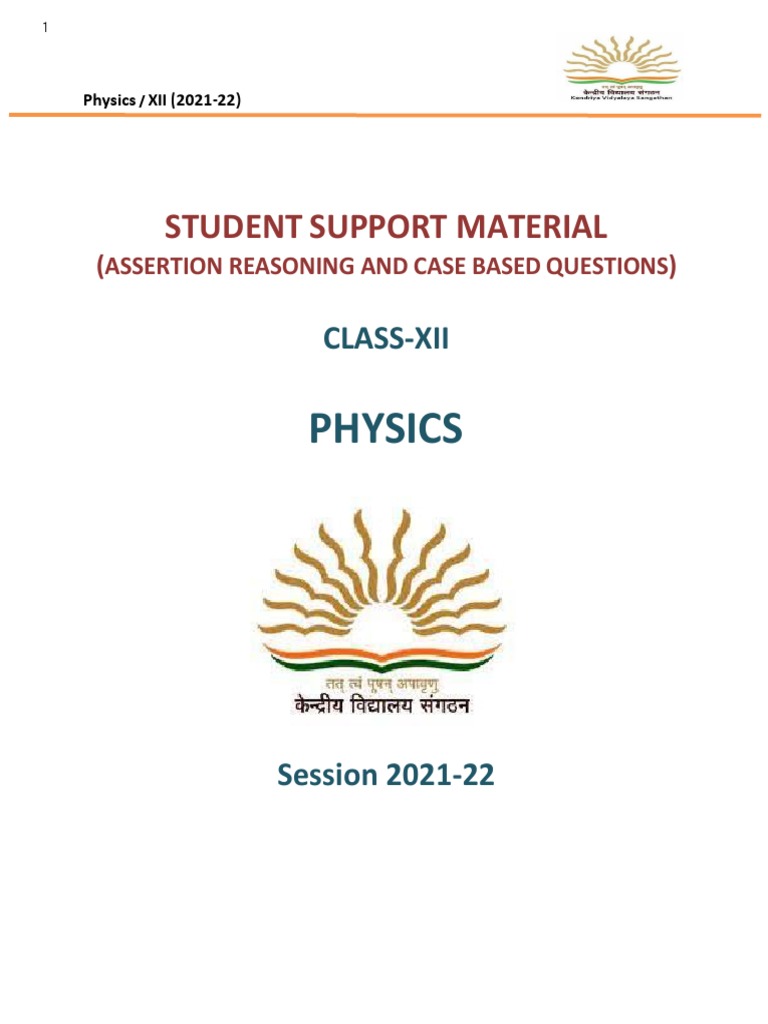 Class XII Physics Support Material | PDF | Electric Charge | Magnetic Field