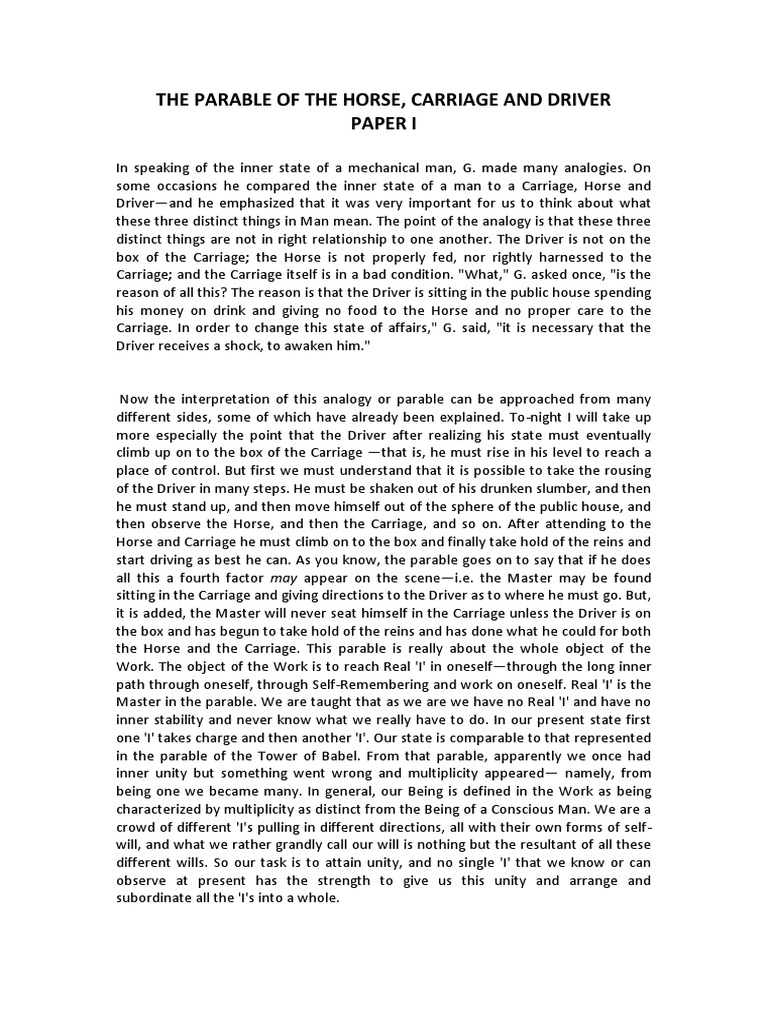 The Parable of The Horse Carriage and Driver | PDF | Consciousness ...