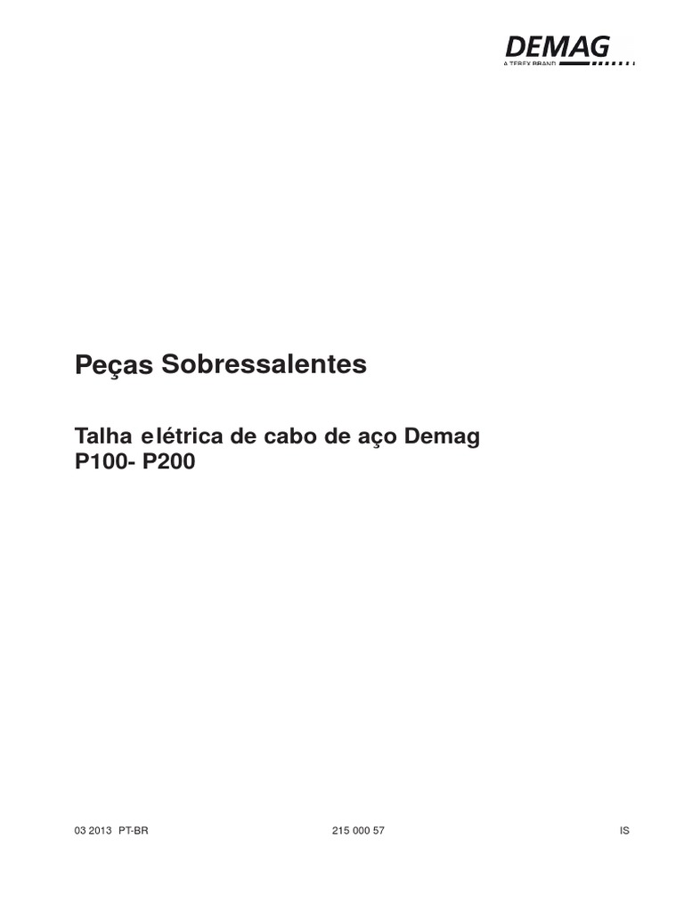 Peças Sobressalentes: Talha e Létrica de Cabo de Aço Demag P100-P200 ...