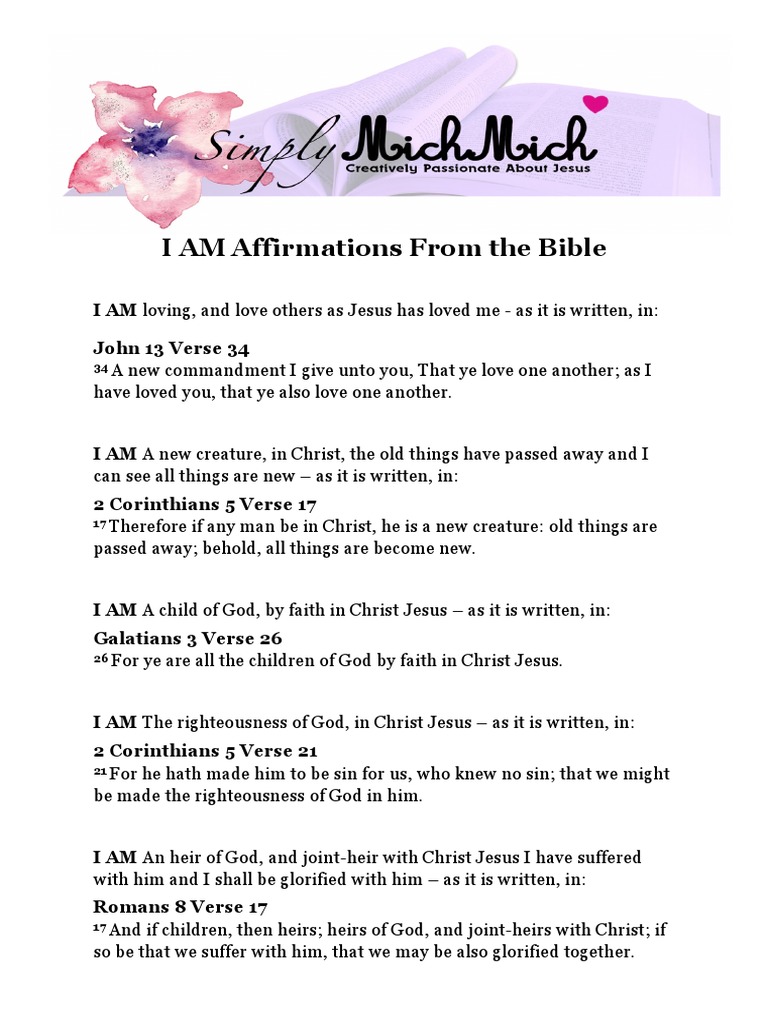 Biblical "I Am" Affirmations Guide | PDF | Armor Of God | Jesus