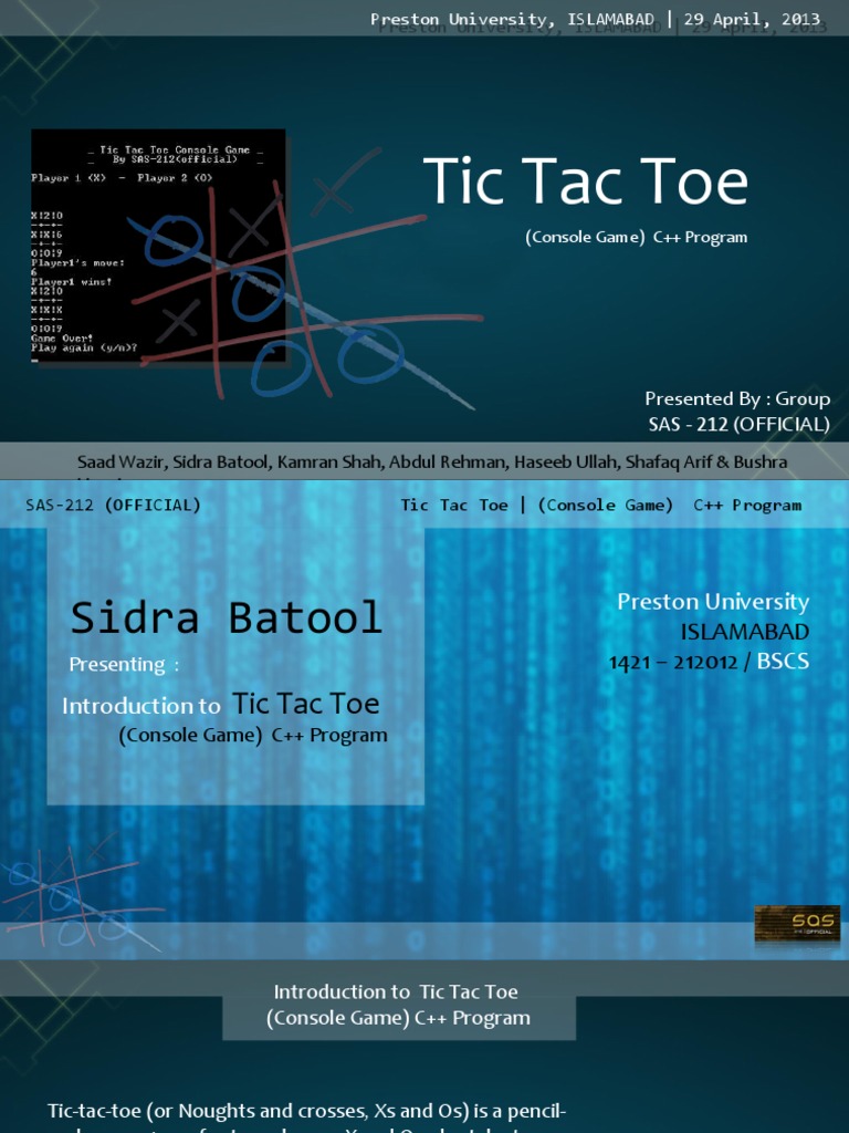 Tic Tac Toe C Project Presentation | PDF | Software | Software Engineering