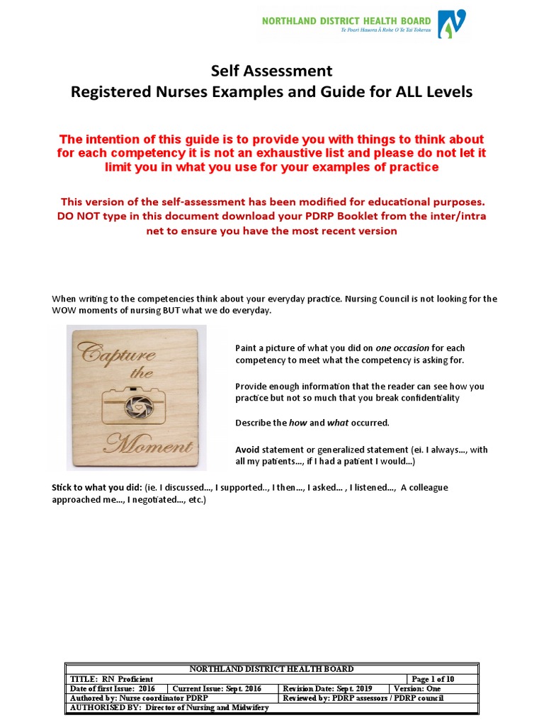 RN Self Assessment Examples | PDF | Competence (Human Resources) | Nursing