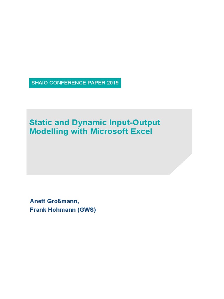 An Introduction to Implementing Static and Dynamic Input-Output Models in Microsoft Excel | PDF ...