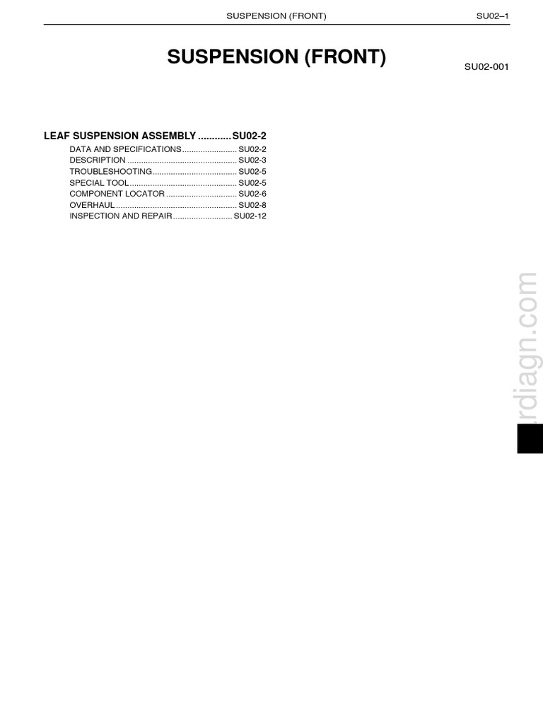 Hino 700 Front Suspension | PDF | Nut (Hardware) | Screw