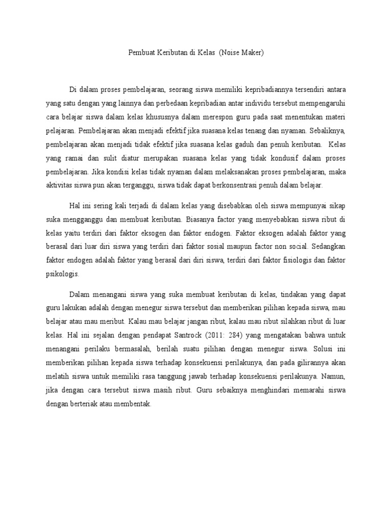 Mengatasi Keributan Siswa di Kelas | PDF | Karier & Perkembangan ...