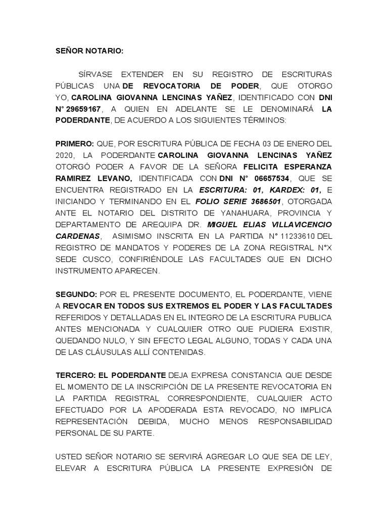 Revocacion de Poder | PDF
