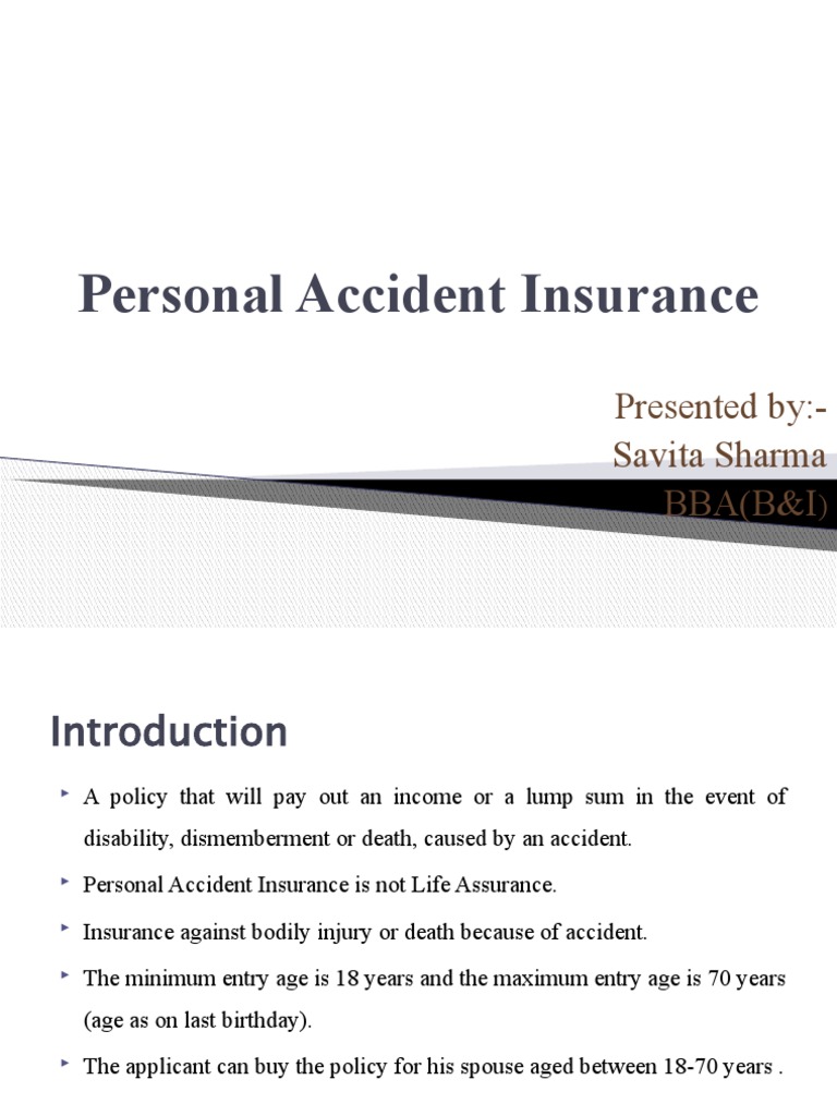 Personal Accident Insurance Overview | PDF | Insurance | Self Employment