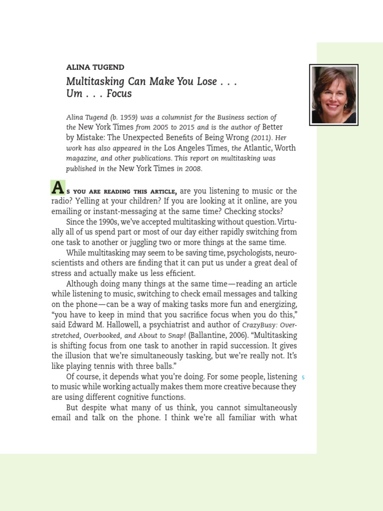 The Cognitive Costs and Performance Impacts of Multitasking: Insights ...