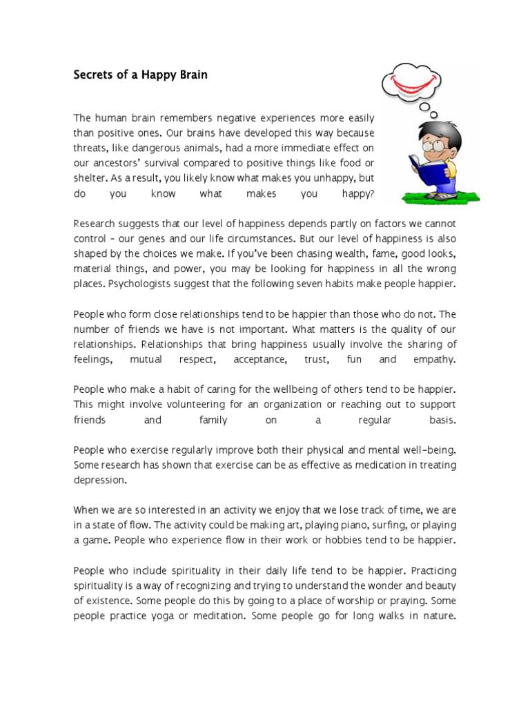 Secrets of A Happy Brain ADVANCED READING | PDF | Happiness | Well Being