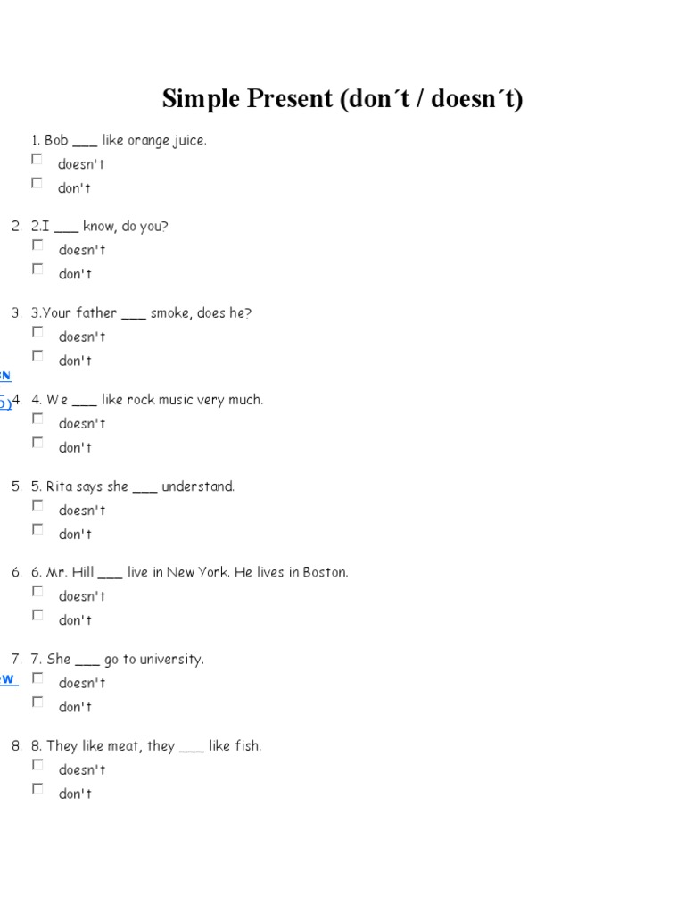 Simple Present Test For Google Forms | PDF
