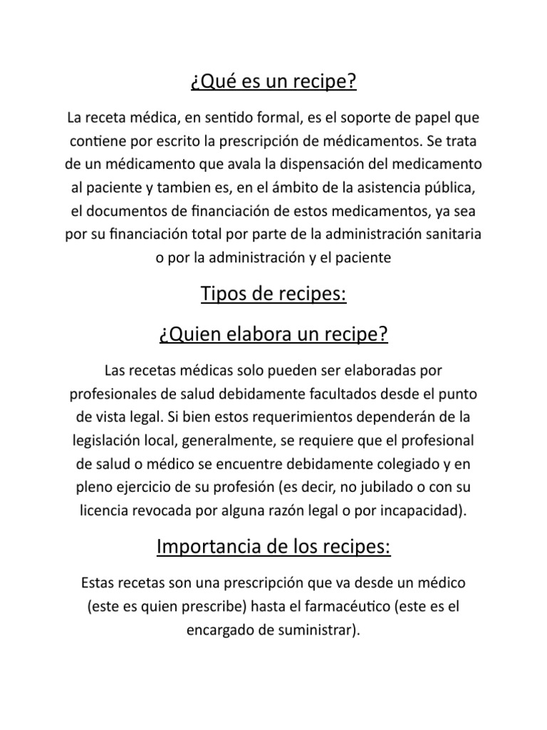 Aspecto Generales Al Estudio de Recipes | PDF | Prescripción médica ...