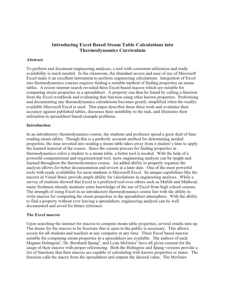 Excel Based Steam Formulas | Download Free PDF | Microsoft Excel | Enthalpy