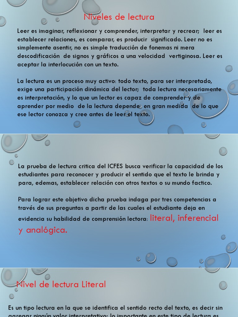 Presentación Icfes 11 Niveles de Lectura | PDF | Comprensión lectora
