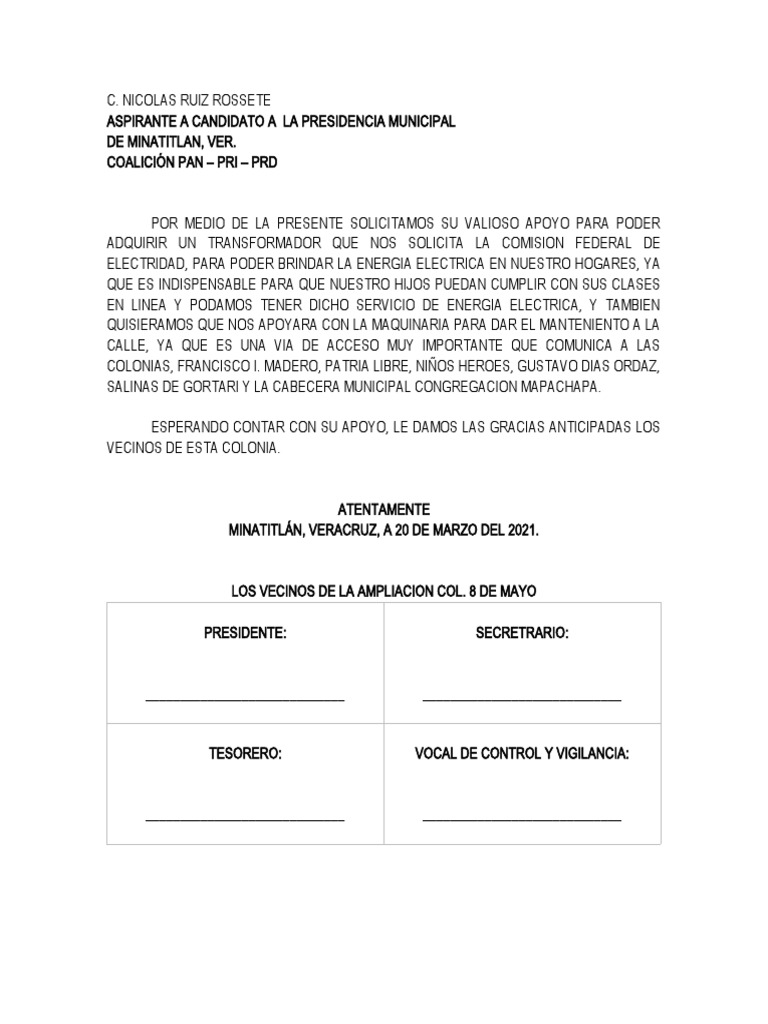 Oficio Pro-Electrificacion 8 de Mayo - 2 | PDF