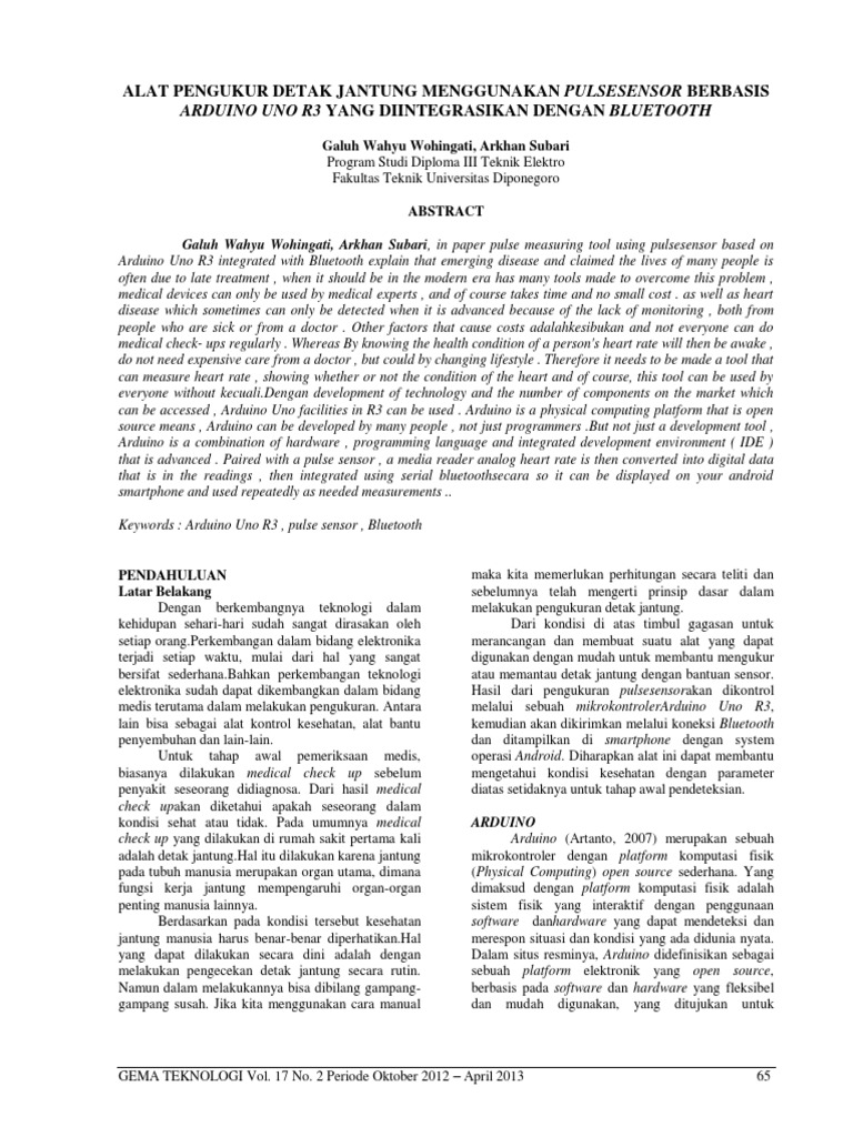Alat Pengukur Detak Jantung Menggunakan E23ea84e | PDF | Arduino ...