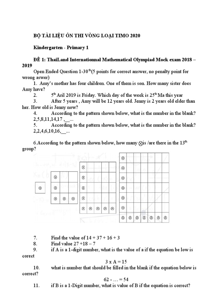 B TàI LiệU Ôn Thi Vòng Lo I Timo 2020 Kindergarten - Primary 1 Đề 1 ...