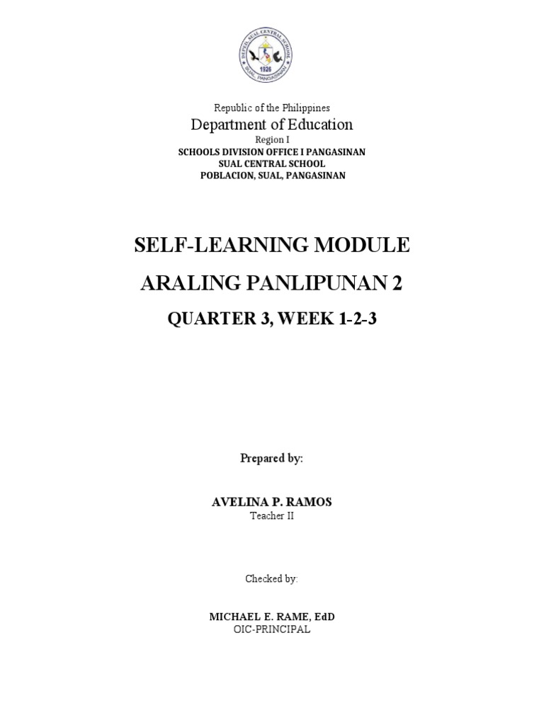 Self-Learning Module Araling Panlipunan 2: QUARTER 3, WEEK 1-2-3 | PDF