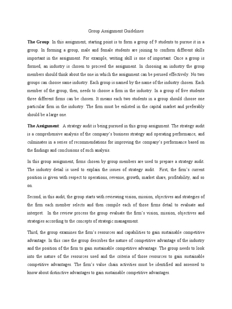 MBA - Group Assignment Guidelines | PDF | Strategic Management | Leadership