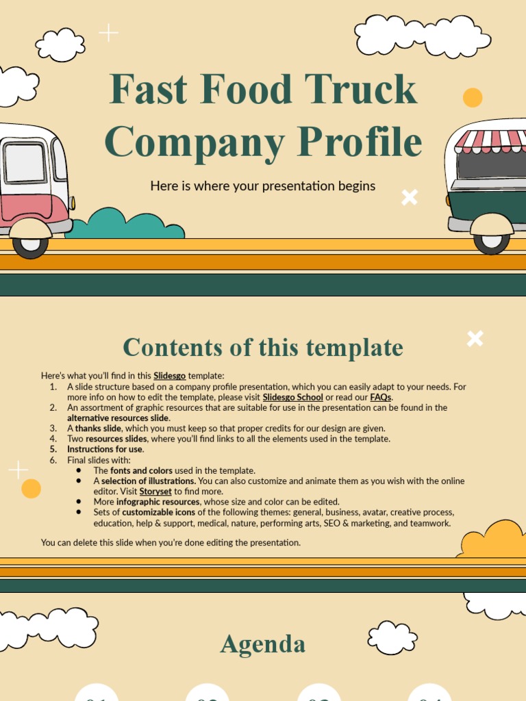 Fast Food Truck Company Profile Template | PDF | Planets | Sun