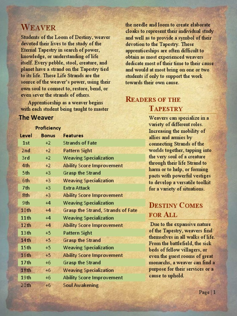Weaver (DND 5e) | PDF