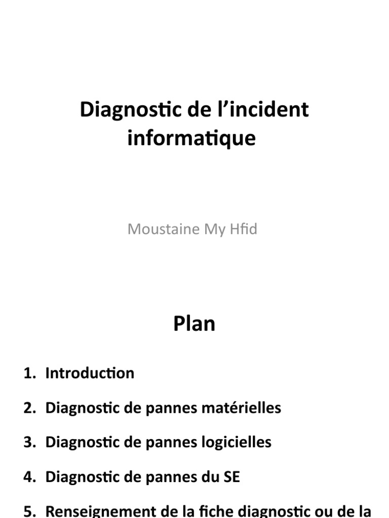 03 Diagnostic de L'incident Informatique | PDF | Kernel (Système d ...
