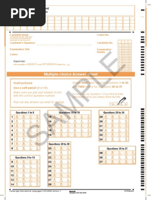 Multiple Choice Answer Sheet Pdf