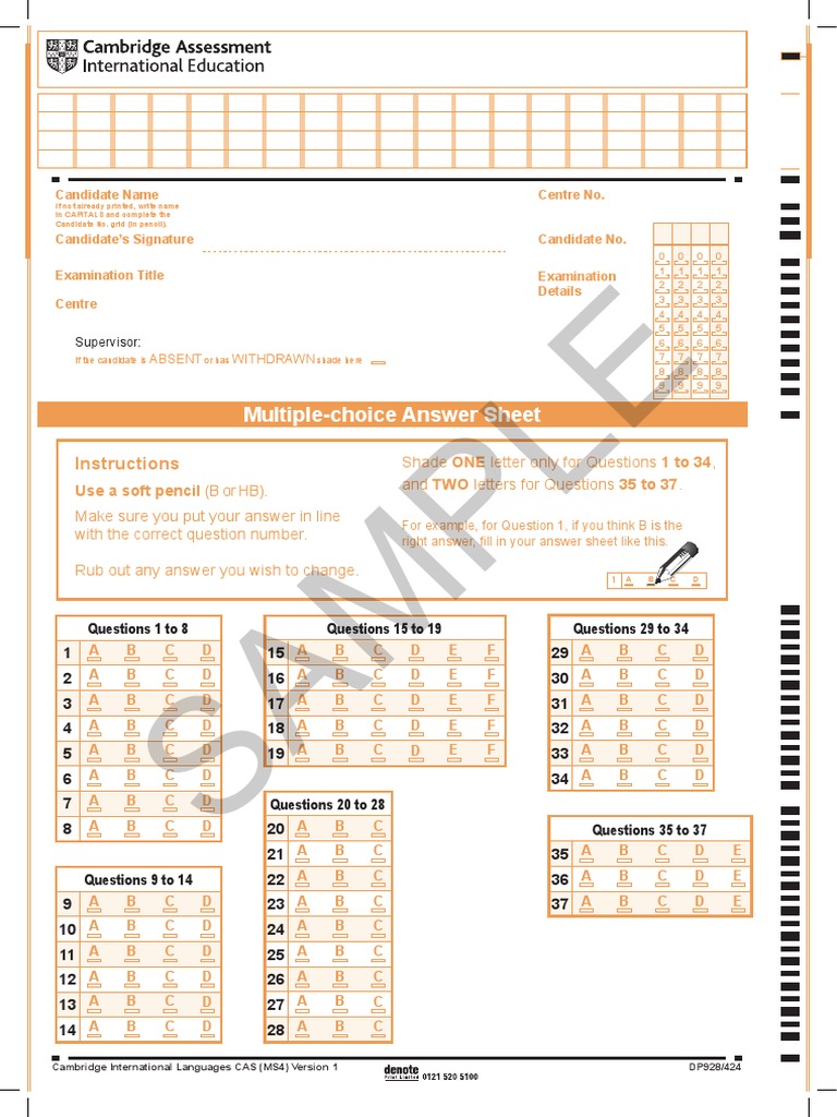 Sample: Multiple-Choice Answer Sheet | PDF | Tests | Educational ...
