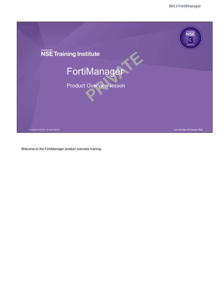 FortiManager Training Overview | PDF | Cloud Computing | Security