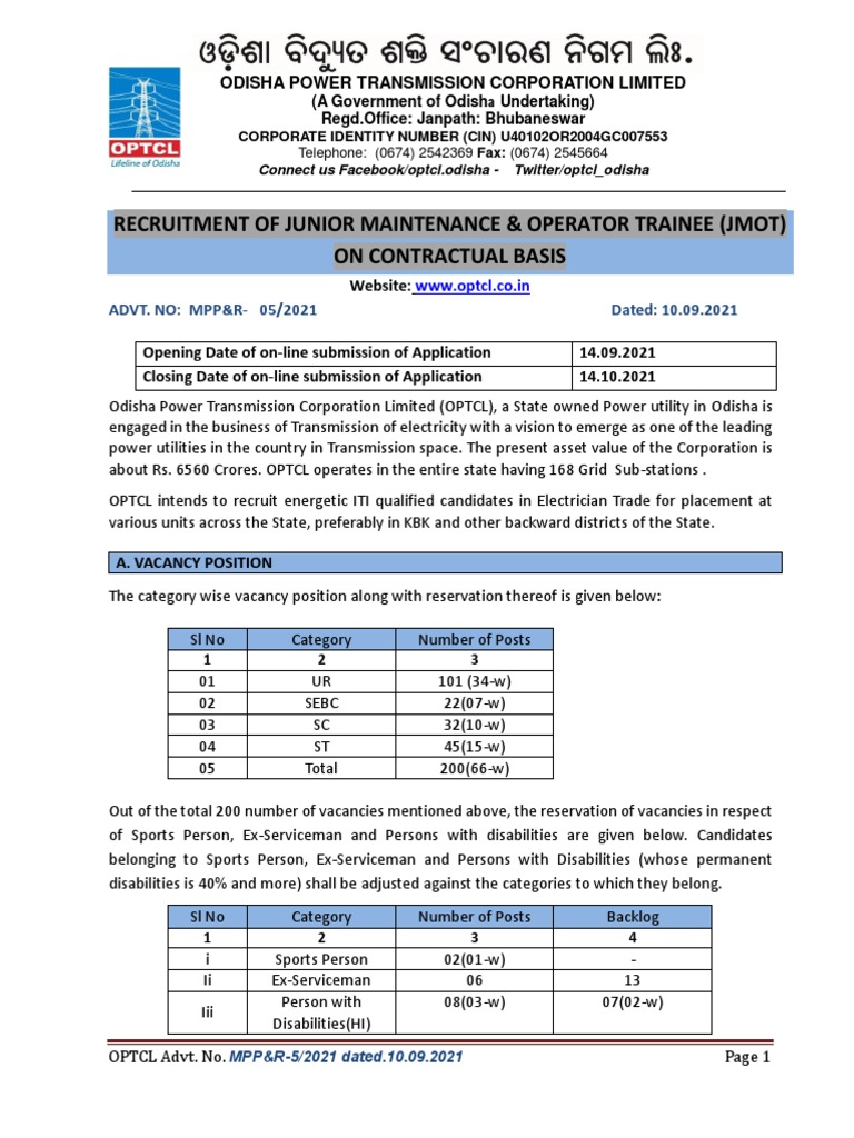 OPTCL JMOT Recruitment 2021 | PDF | Payments