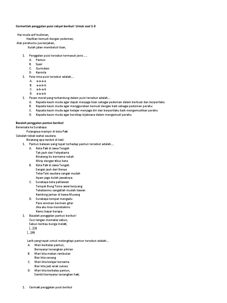 Soal Bindo KLS 7 | PDF