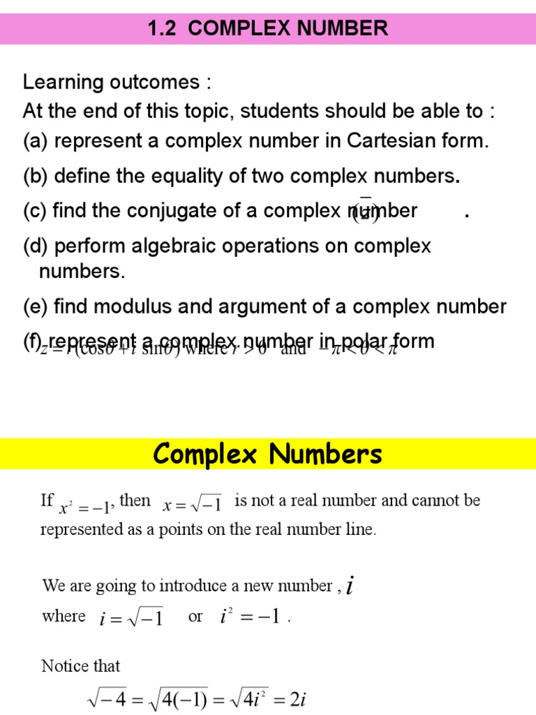 1.2 - Complex Numbers (S) | PDF | Complex Number | Numbers