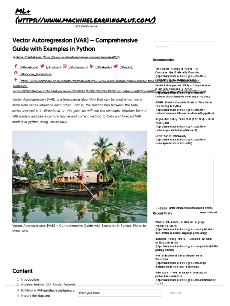 Vector Autoregression Var Comprehensive Guide With Examples In Python Ml Pdf P Value