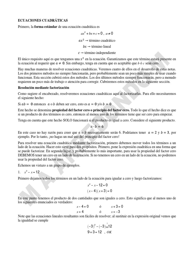 Ap01 - Algebra Elemental O21 Ec Cuadratica | PDF | Ecuaciones ...
