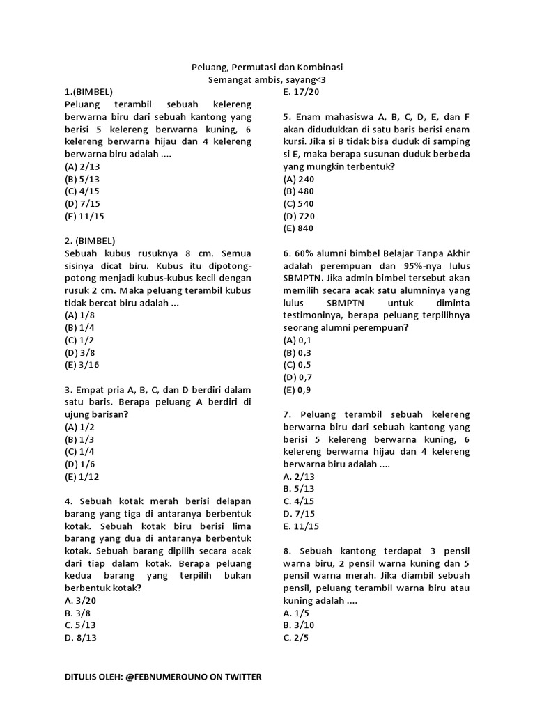 Peluang, Permutasi Dan Kombinasi 2 | PDF