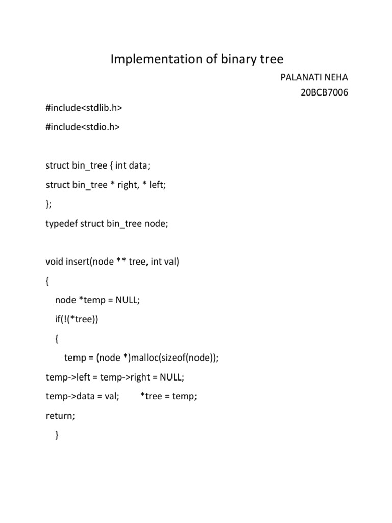 Implementation of Binary Tree | PDF