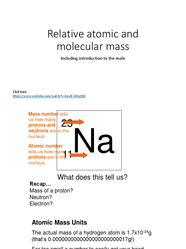 Relative Atomic Mass | PDF | Mole (Unit) | Molecules