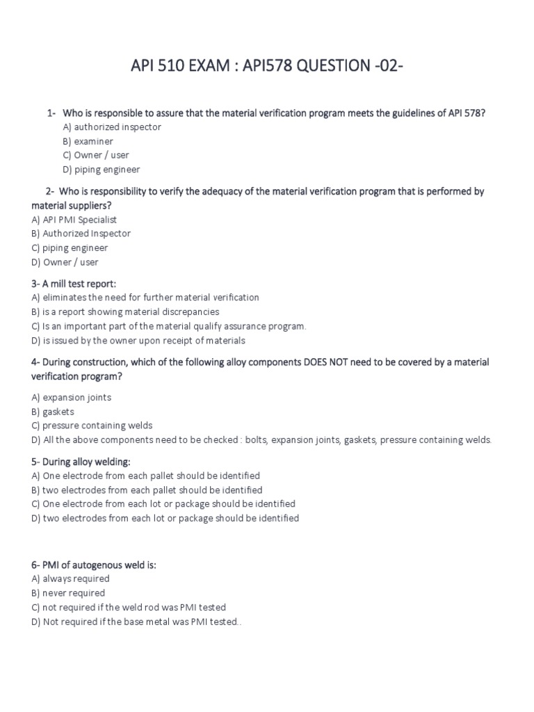 Api 578 Question - 02 | PDF