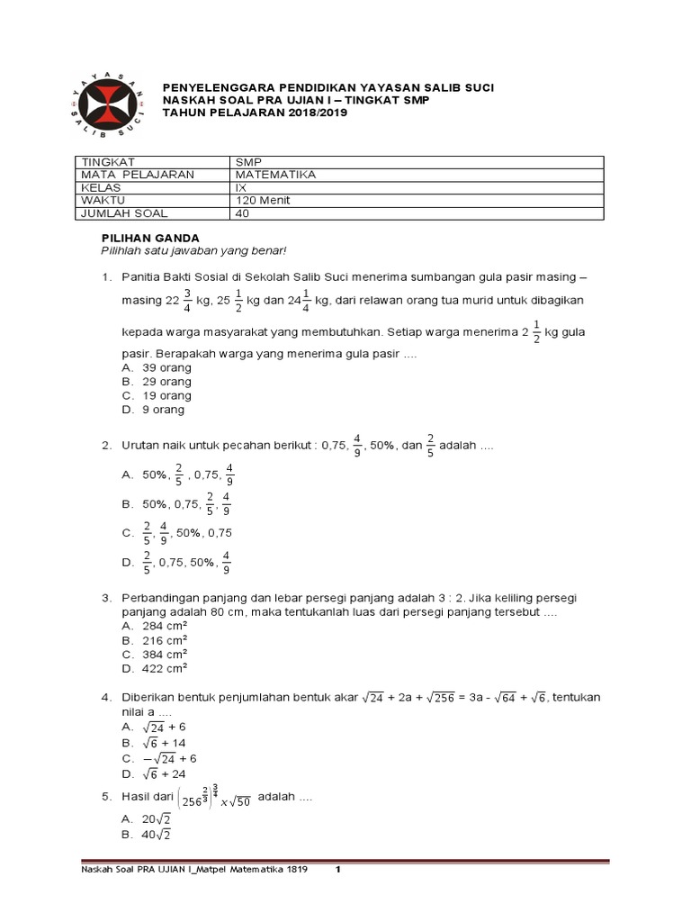 NASKAH SOAL PRA 1 K13 & K06 1819 Q | PDF