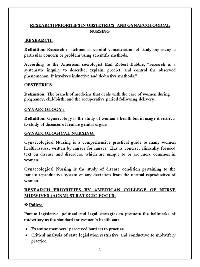 Research Priorities in OBG Nursing | PDF | Midwife | Childbirth