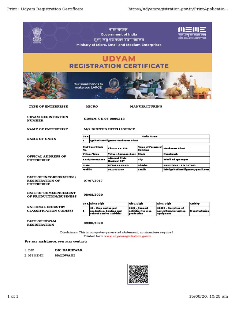 Udhyam Registration | PDF