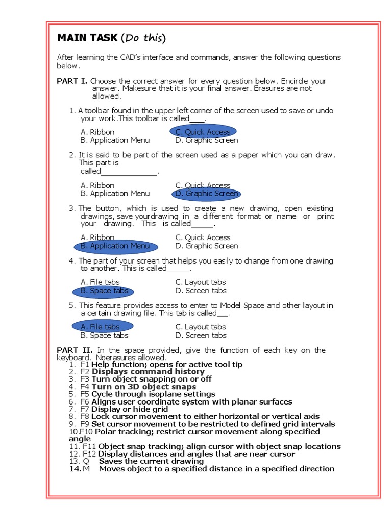 Main Task (Do This) : PART I. Choose The Correct Answer For Every ...