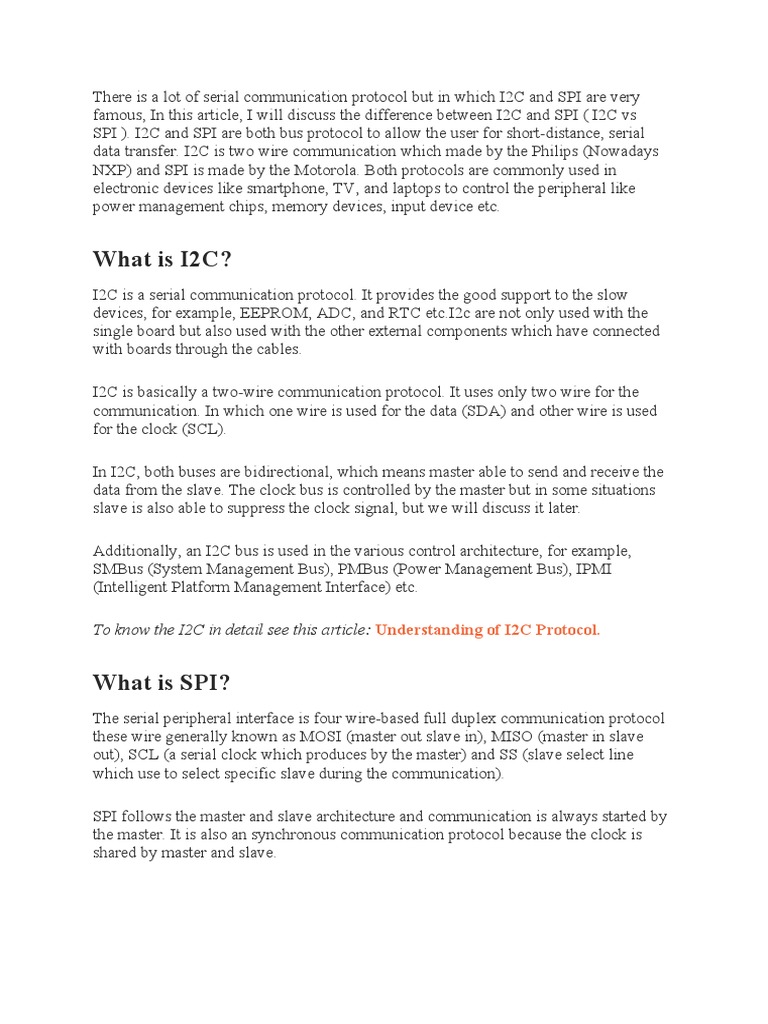 What Is I2C?: To Know The I2C in Detail See This Article | PDF ...
