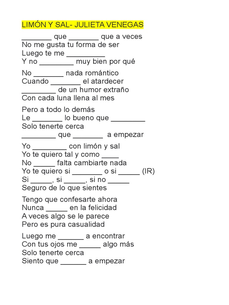 Canción Limón y sal- Julieta Venegas | PDF