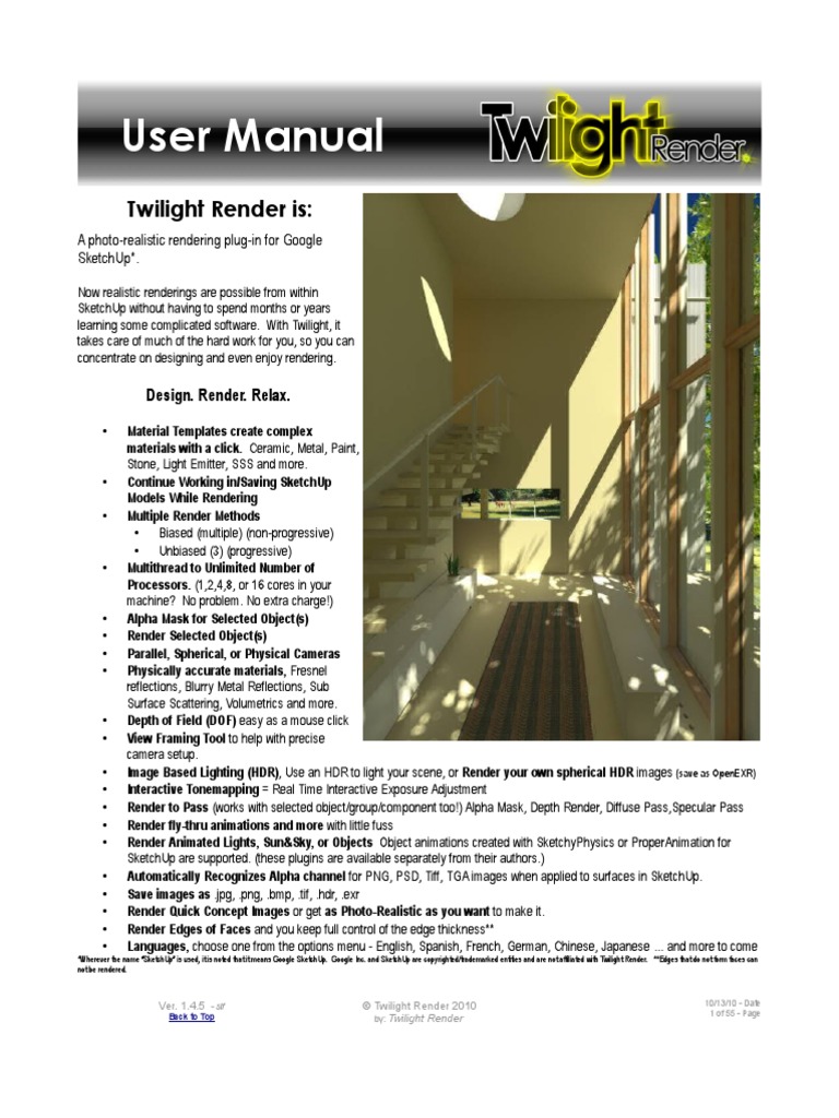 Manual TwilightRender 1.4.5 Part1 | PDF | Rendering (Computer Graphics) | Sketch Up