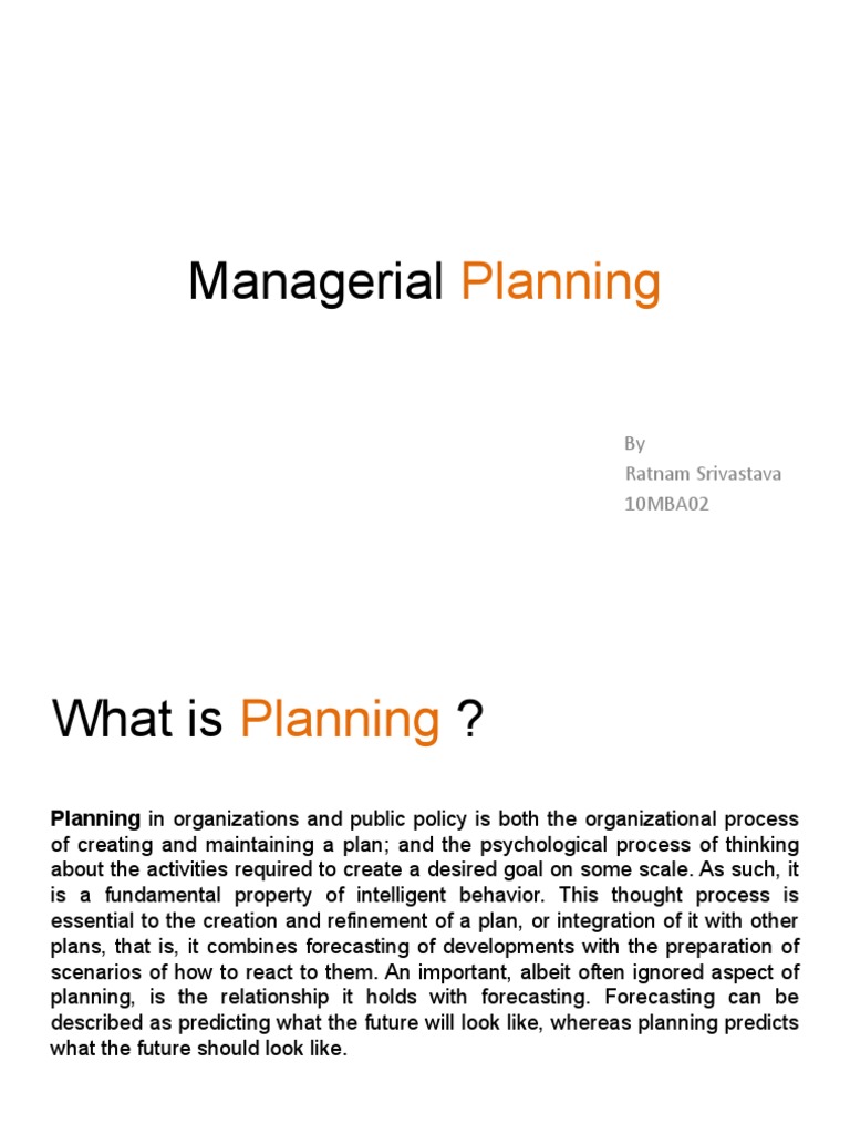 Managerial Planning | PDF | Planning | Forecasting