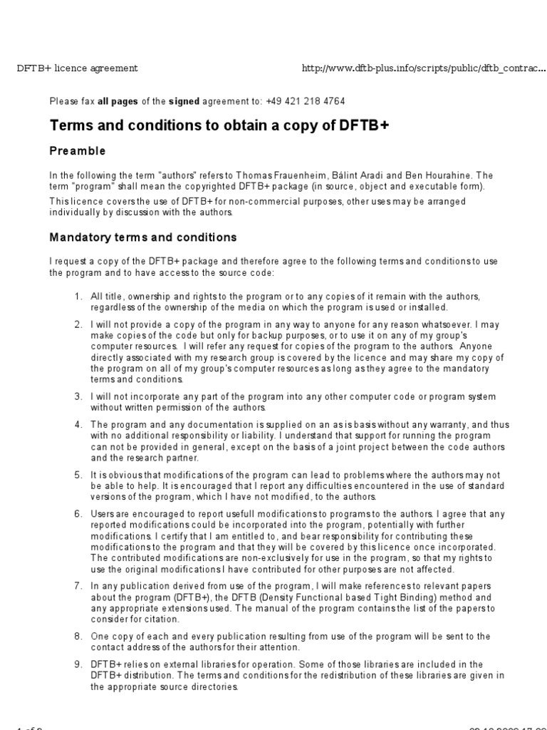 Licensa DFTB | PDF | Source Code | License
