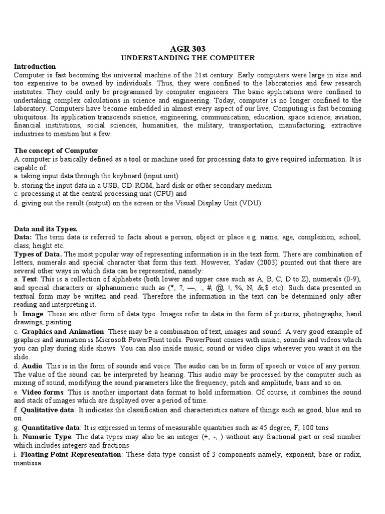 AGR 303 Note | PDF | Integrated Circuit | Microcomputers