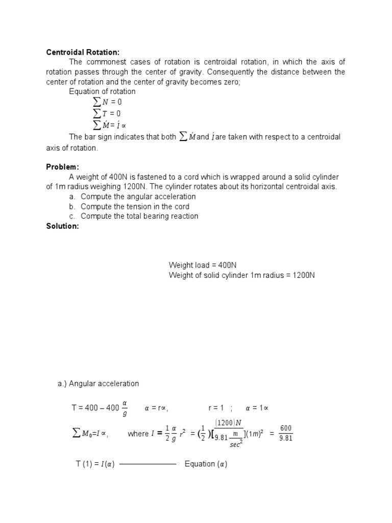 N 0 T 0 M I M and Iare Taken With Respect To A Centroidal | PDF ...