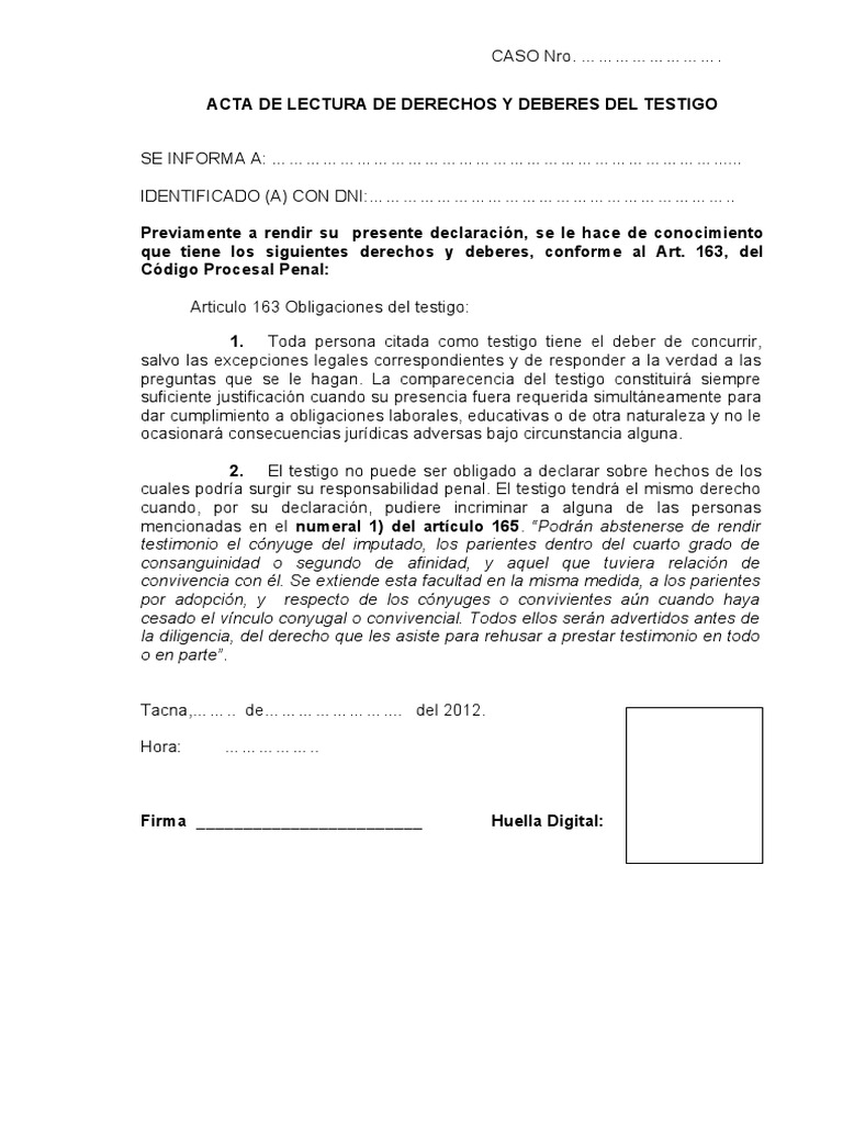 Formato Testigo | PDF